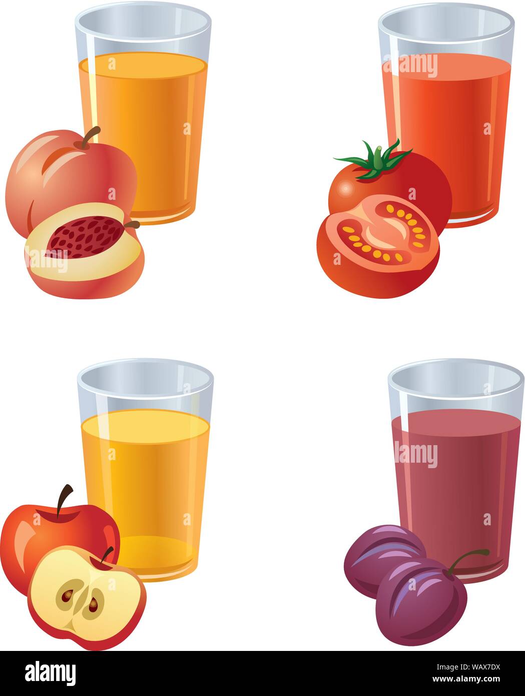 Set organic fruits juices Stock Vector Images - Alamy