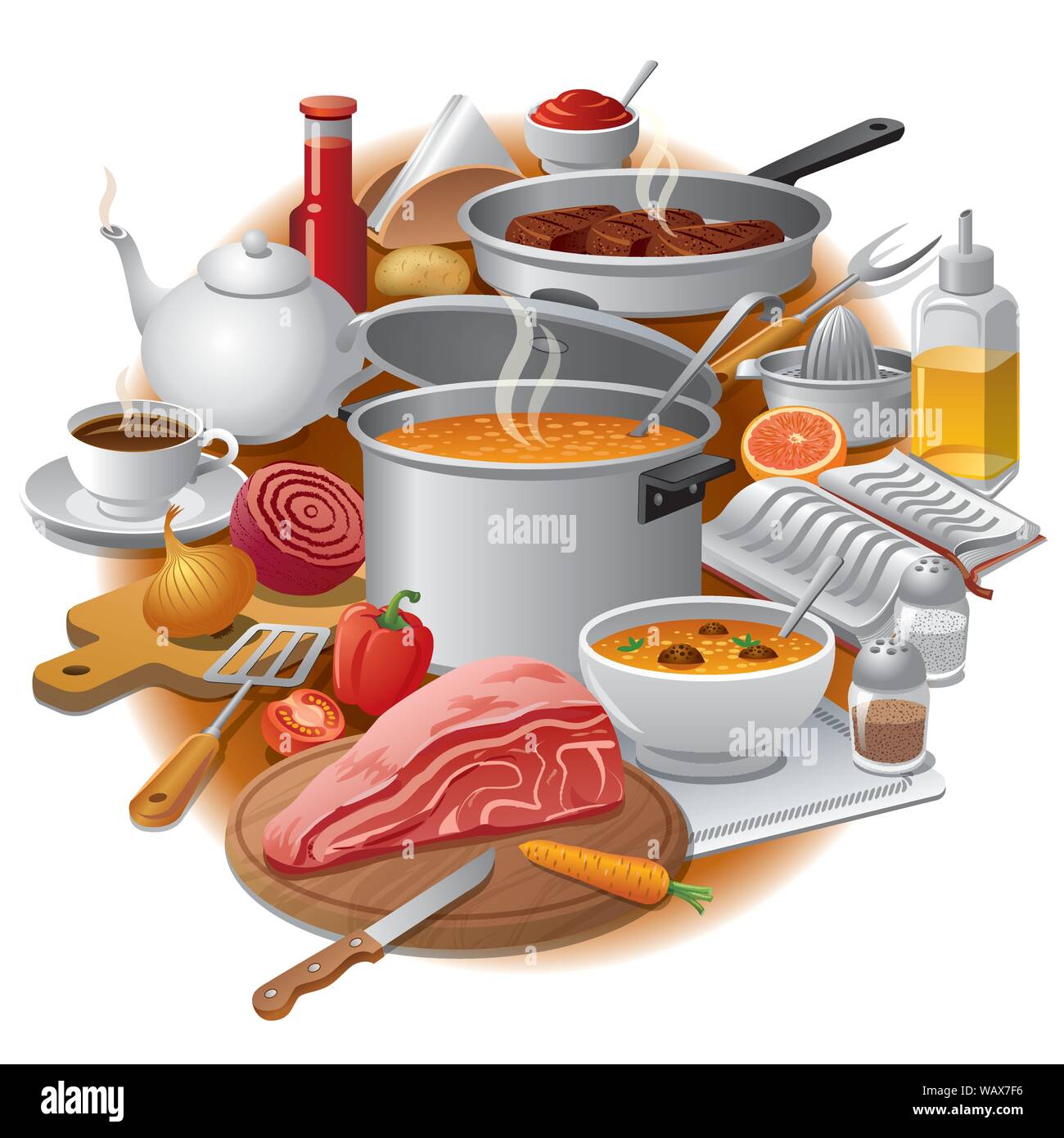 Cooking roast dinner at home Stock Vector Images - Alamy