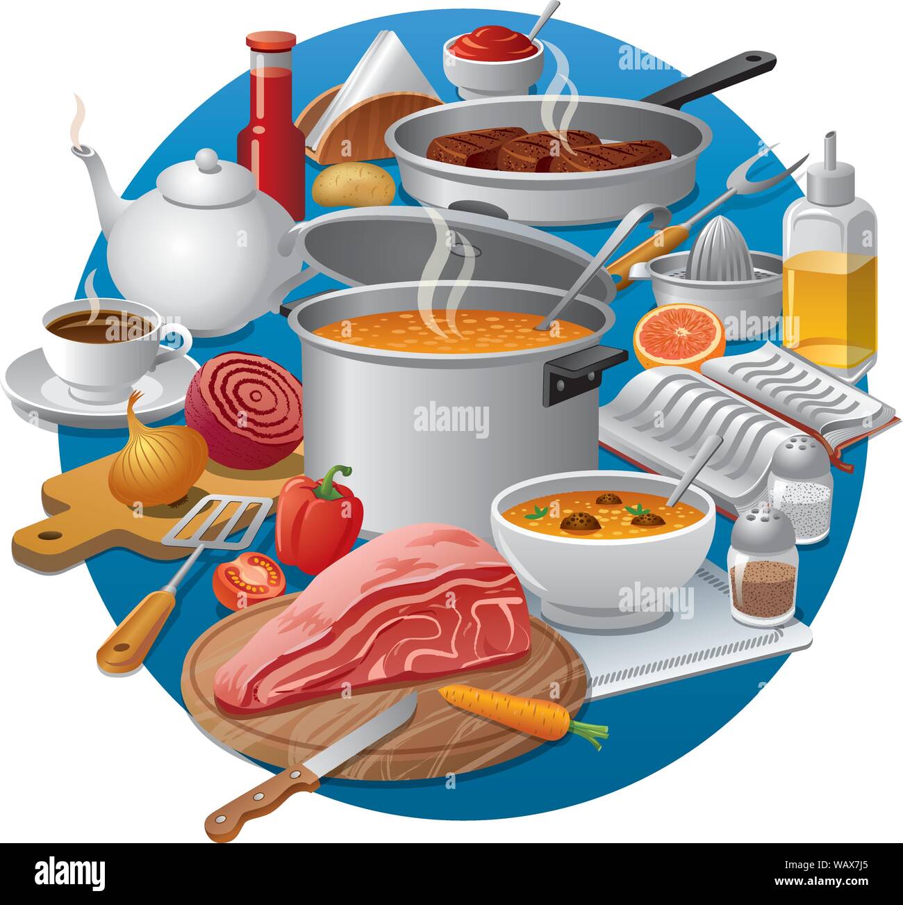 Cooking roast dinner at home Stock Vector Images - Alamy