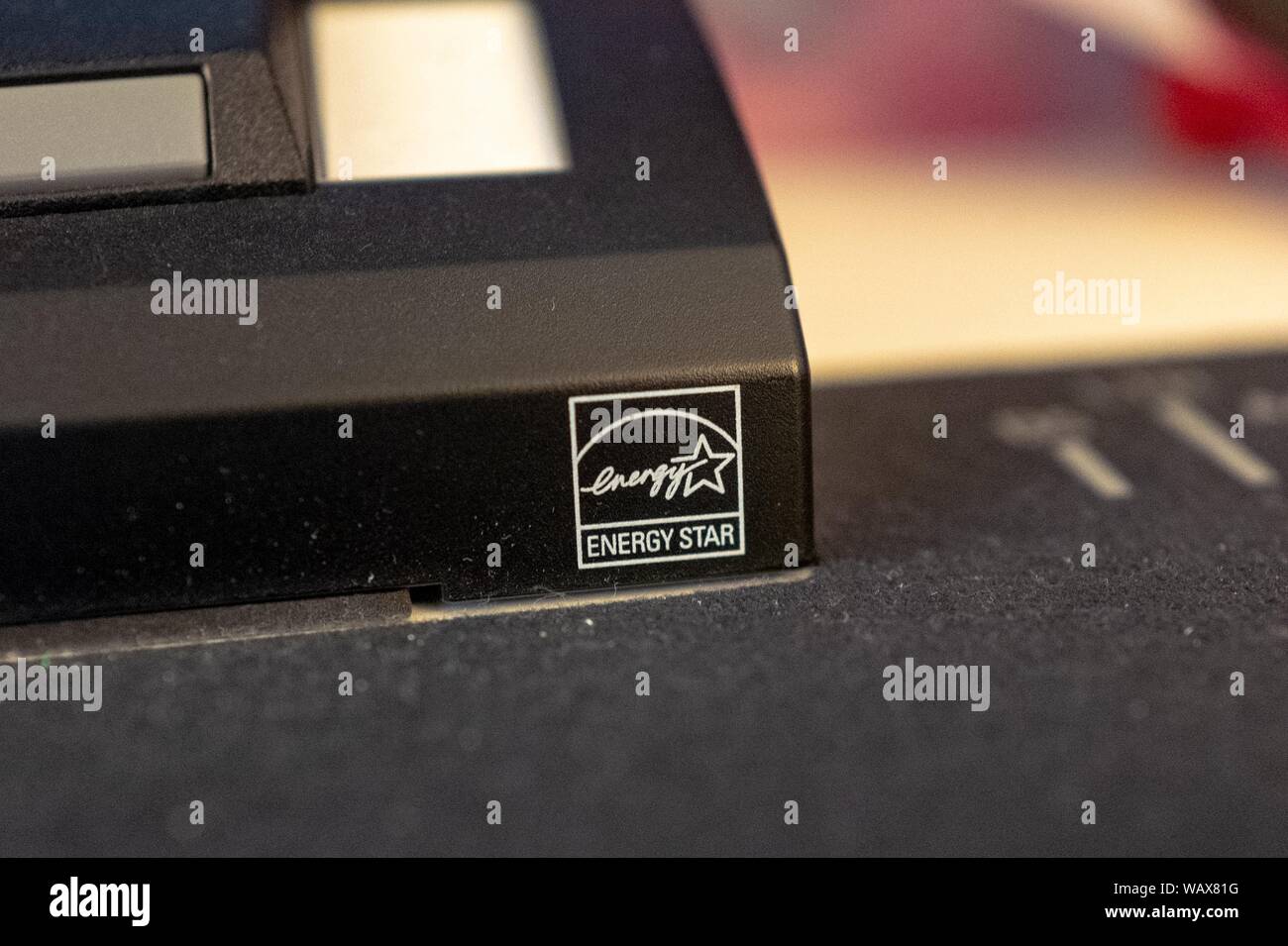 Close-up of Energy Star logo on computer peripheral, August 21, 2019 ...