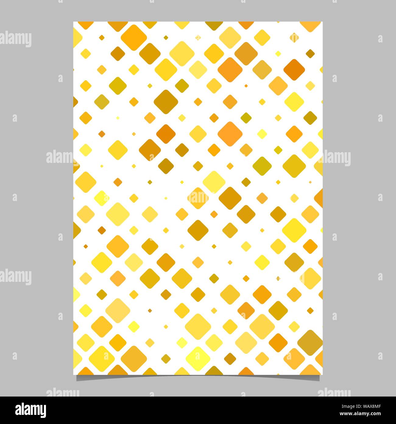 Yellow diagonal square pattern brochure template - vector mosaic tile stationery background ...