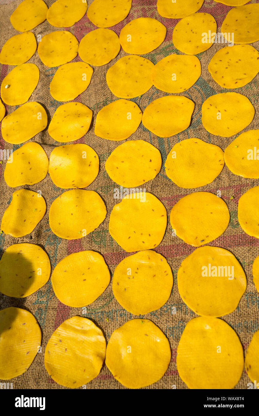 Handmade yellow Pappor (Deep-fried Bread) Making Stock Photo - Alamy