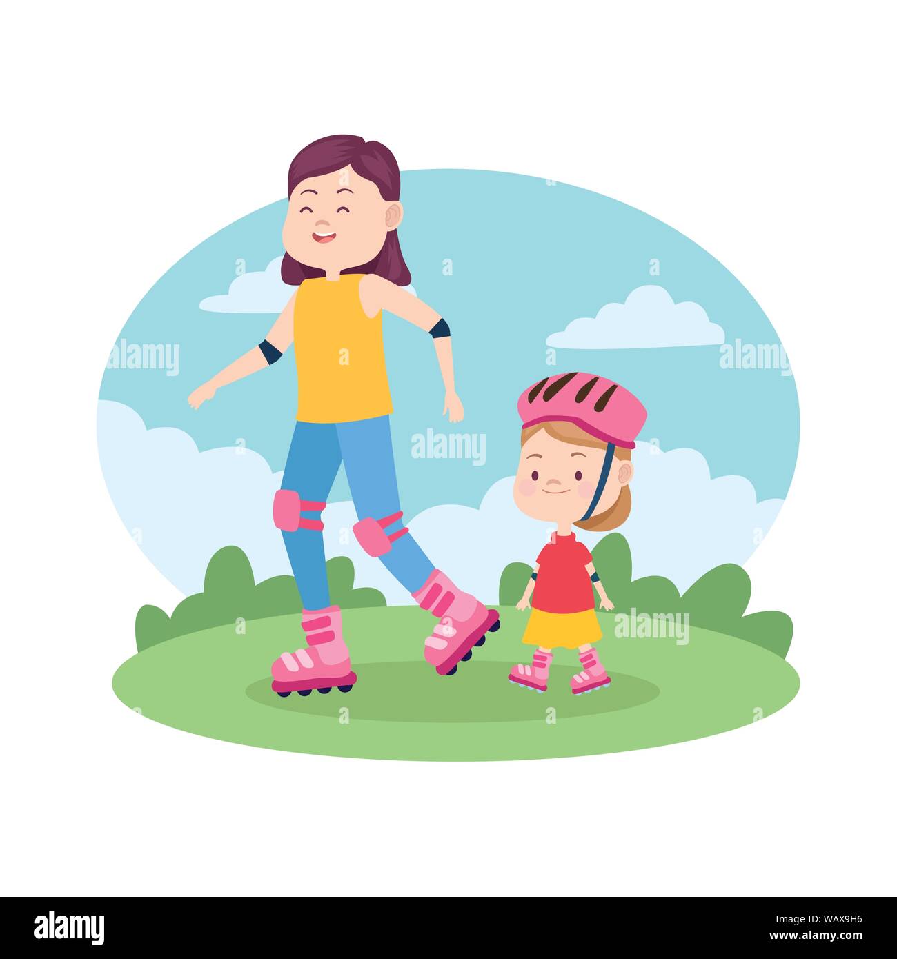 Family single mother with children cartoon Stock Vector Image & Art - Alamy