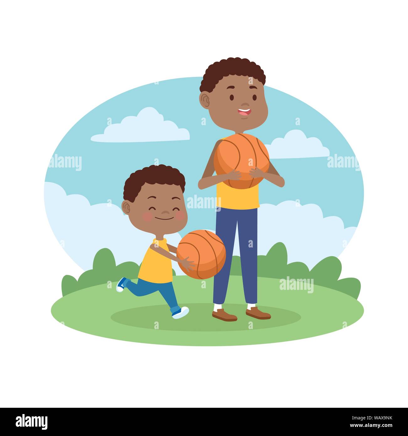 Family single father with children cartoon Stock Vector Image & Art - Alamy