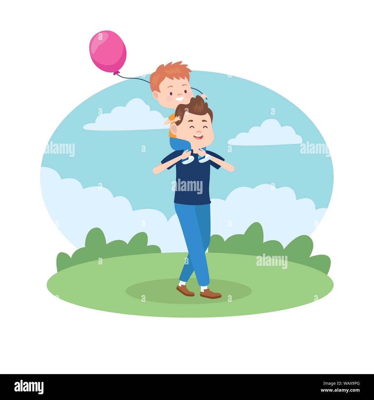Family single father with children cartoon Stock Vector Image & Art - Alamy