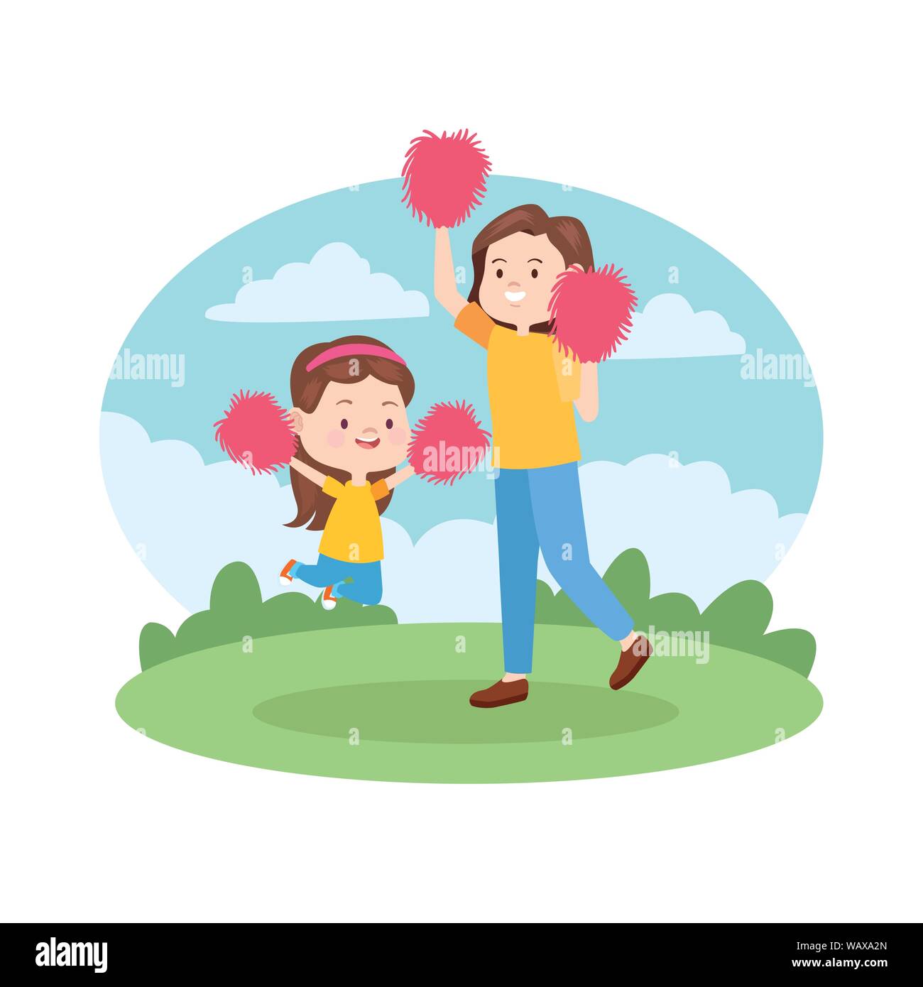 Family single mother with children cartoon Stock Vector Image & Art - Alamy