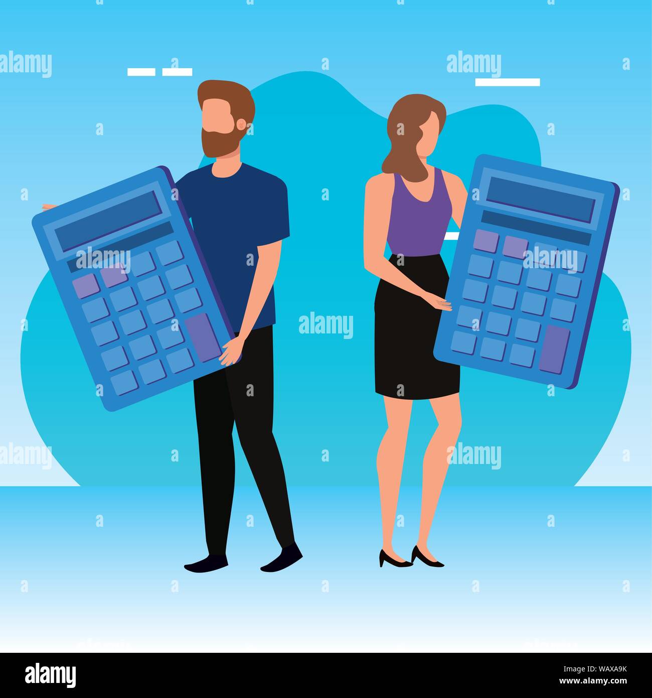 Couple finances calculator Stock Vector Images - Alamy