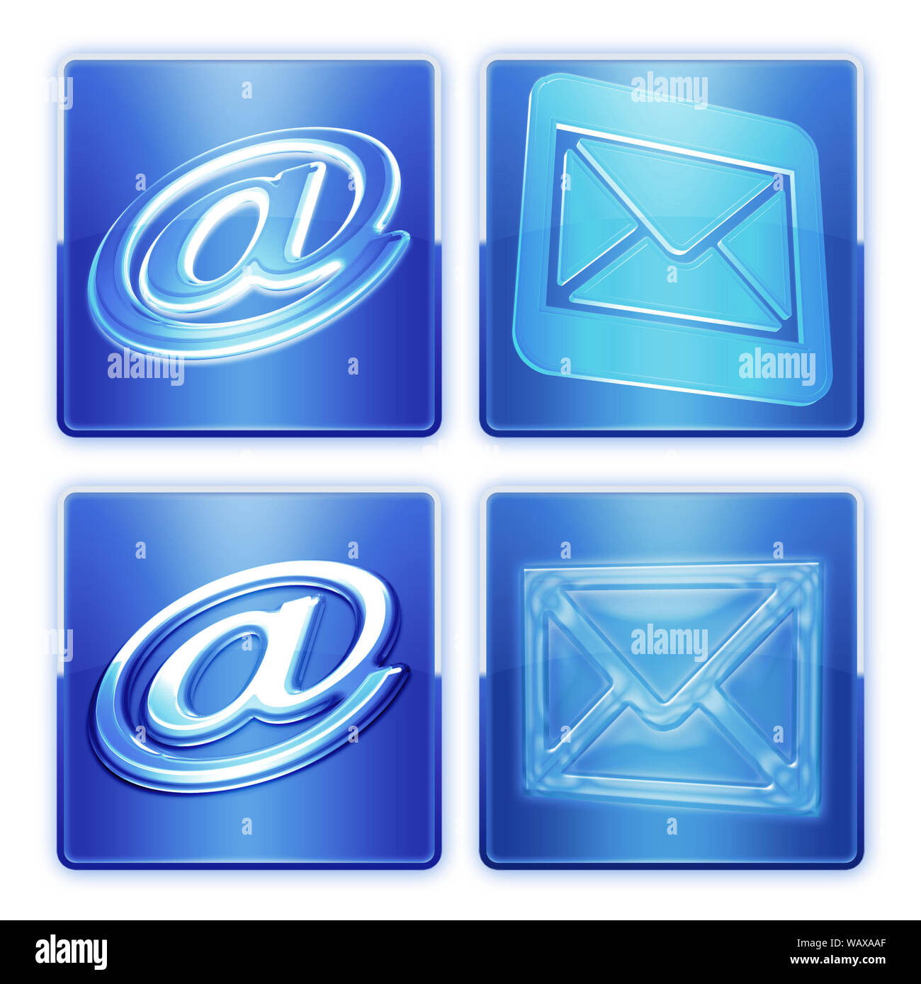 Illustration of 4 e-mail buttons of blue color Stock Photo - Alamy
