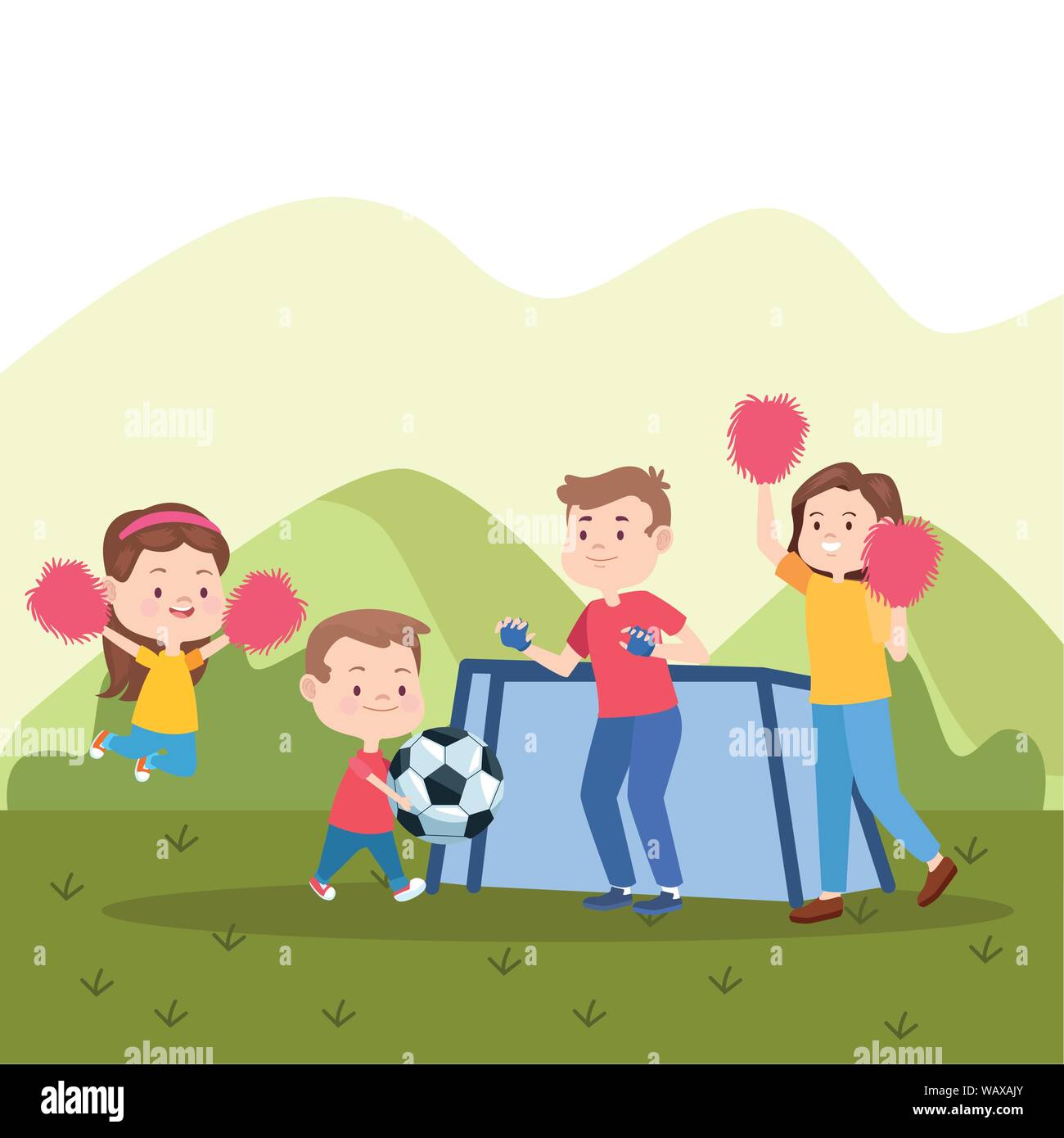 Kids playing soccer parents Stock Vector Images - Alamy