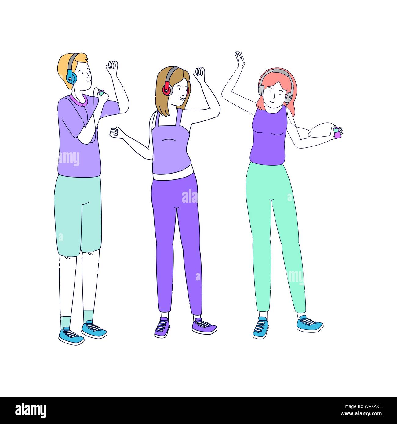 group of people listen music with player Stock Vector Image & Art - Alamy