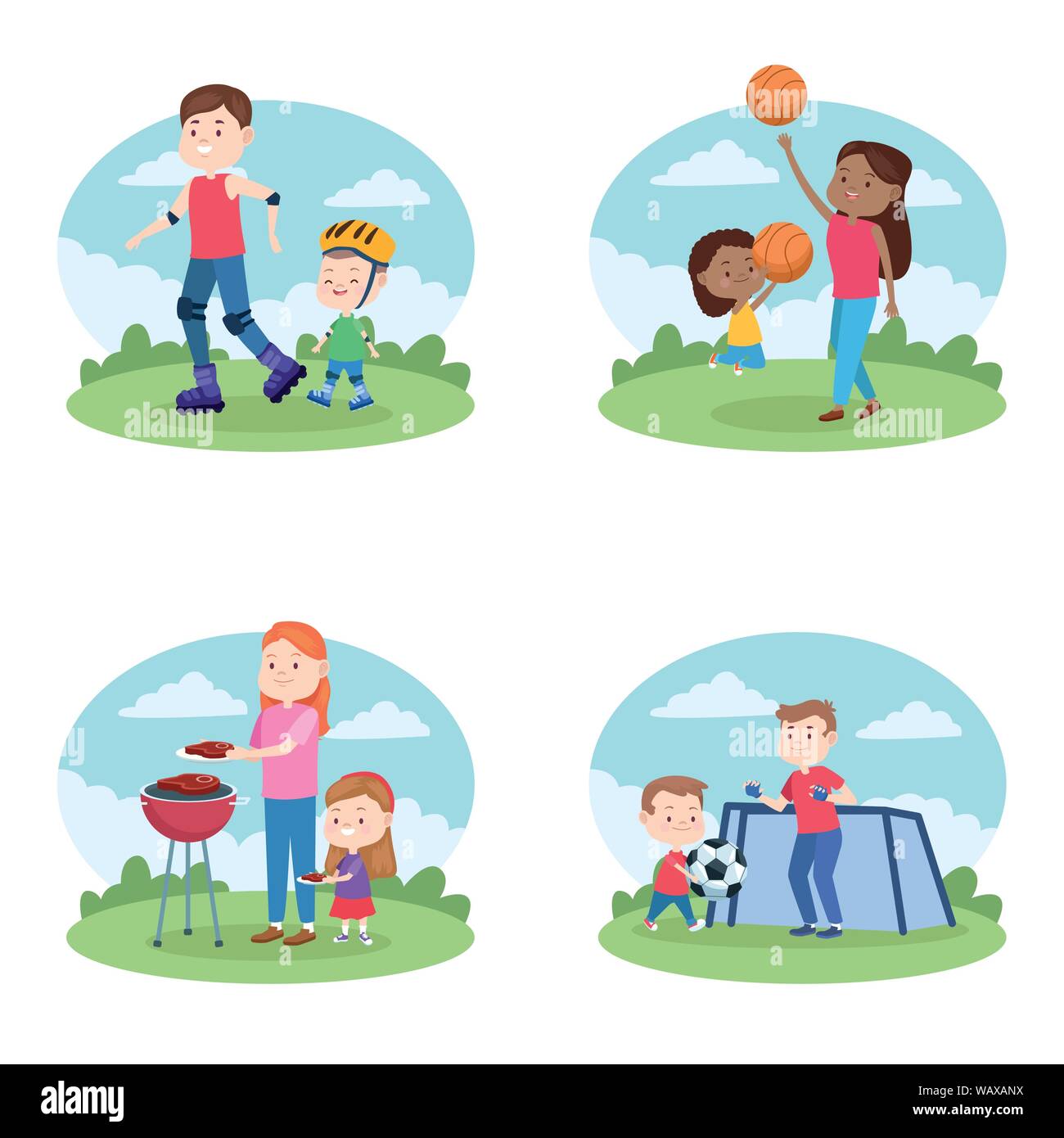 Family parents and childrens cartoons Stock Vector Image & Art - Alamy
