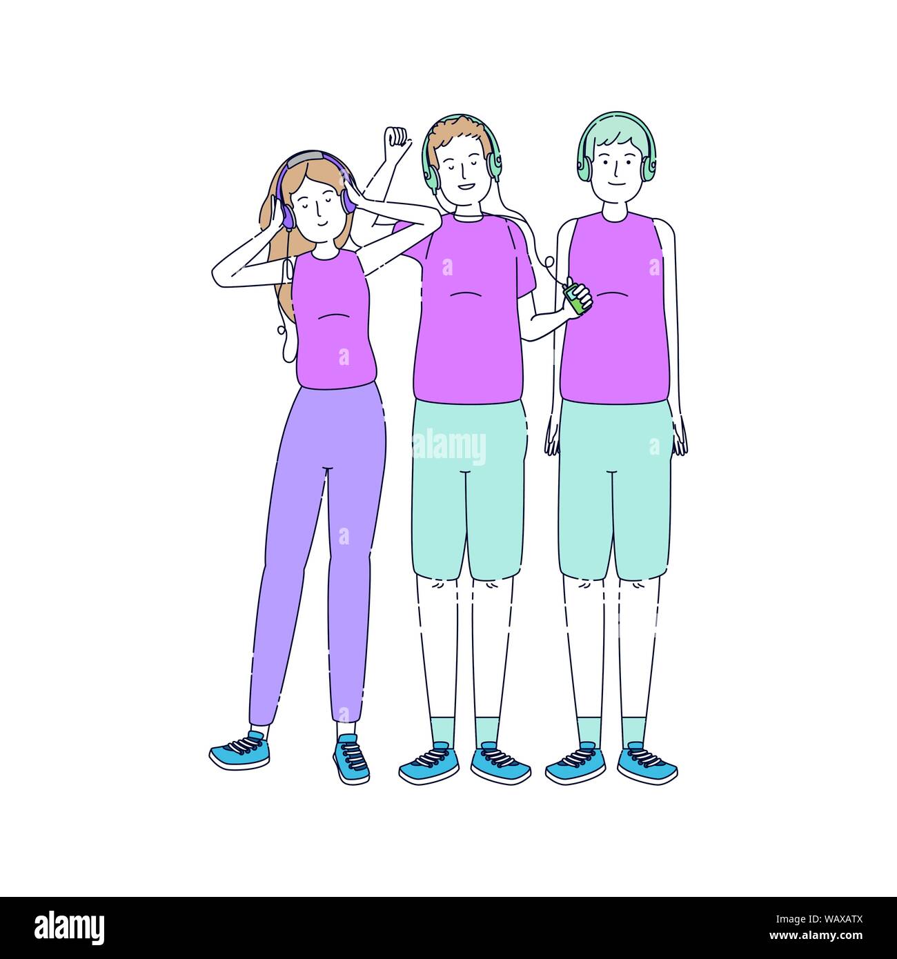 group of people listen music with player Stock Vector Image & Art - Alamy