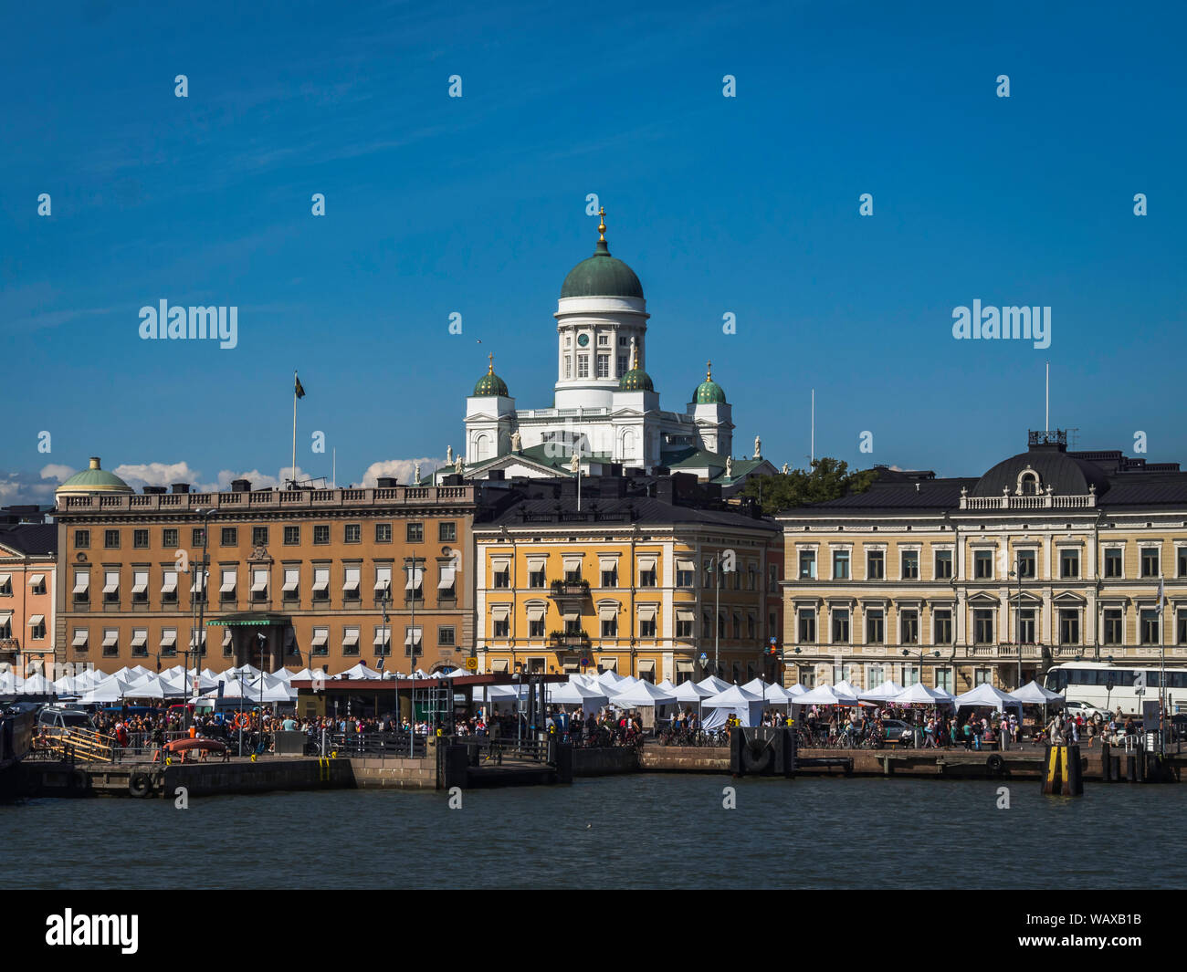 Beautiful skyline of Helsinki city center featuring Helsiki cathedral ...