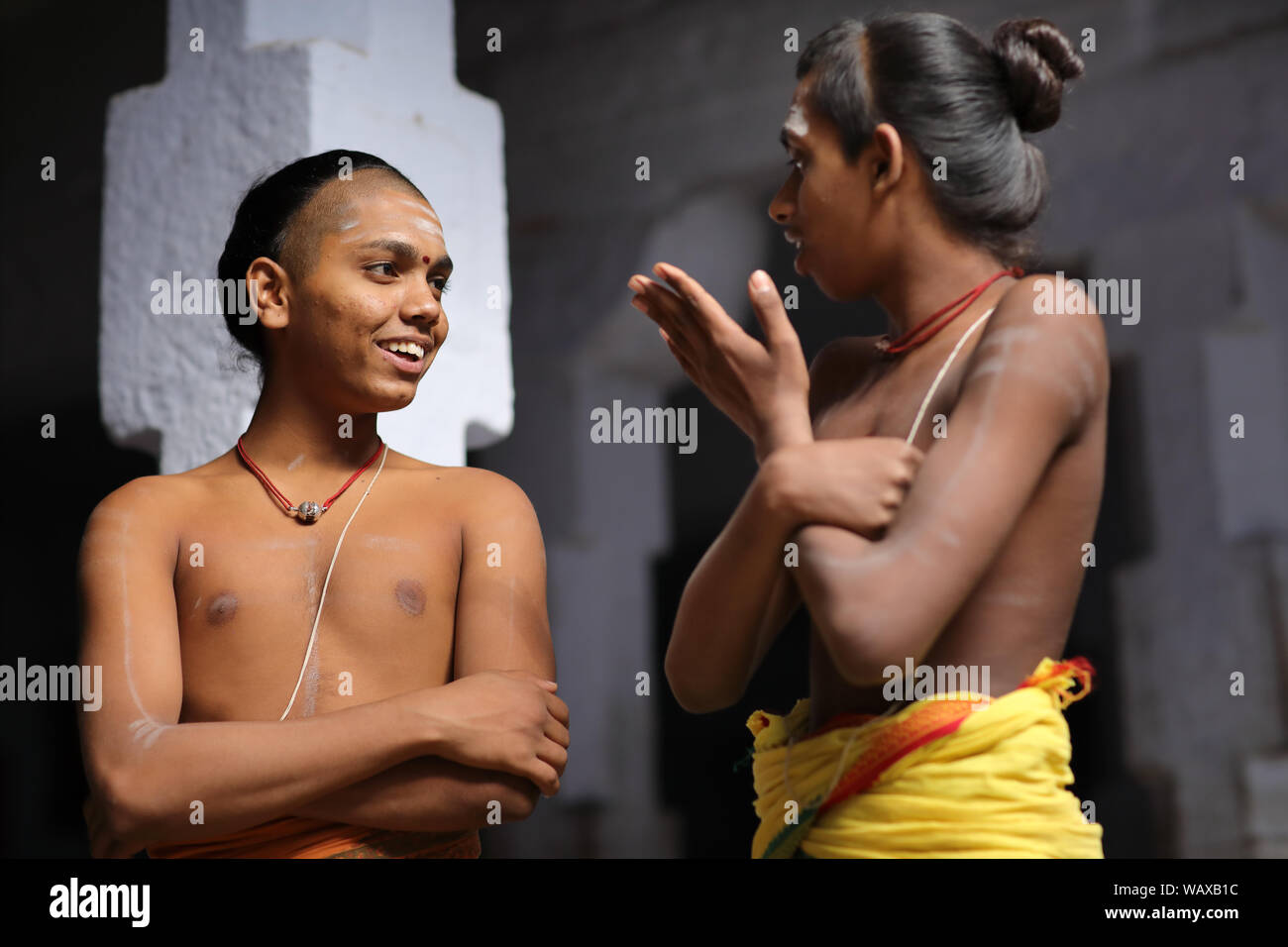 Brahmin students in a traditional Brahmin school in the ...