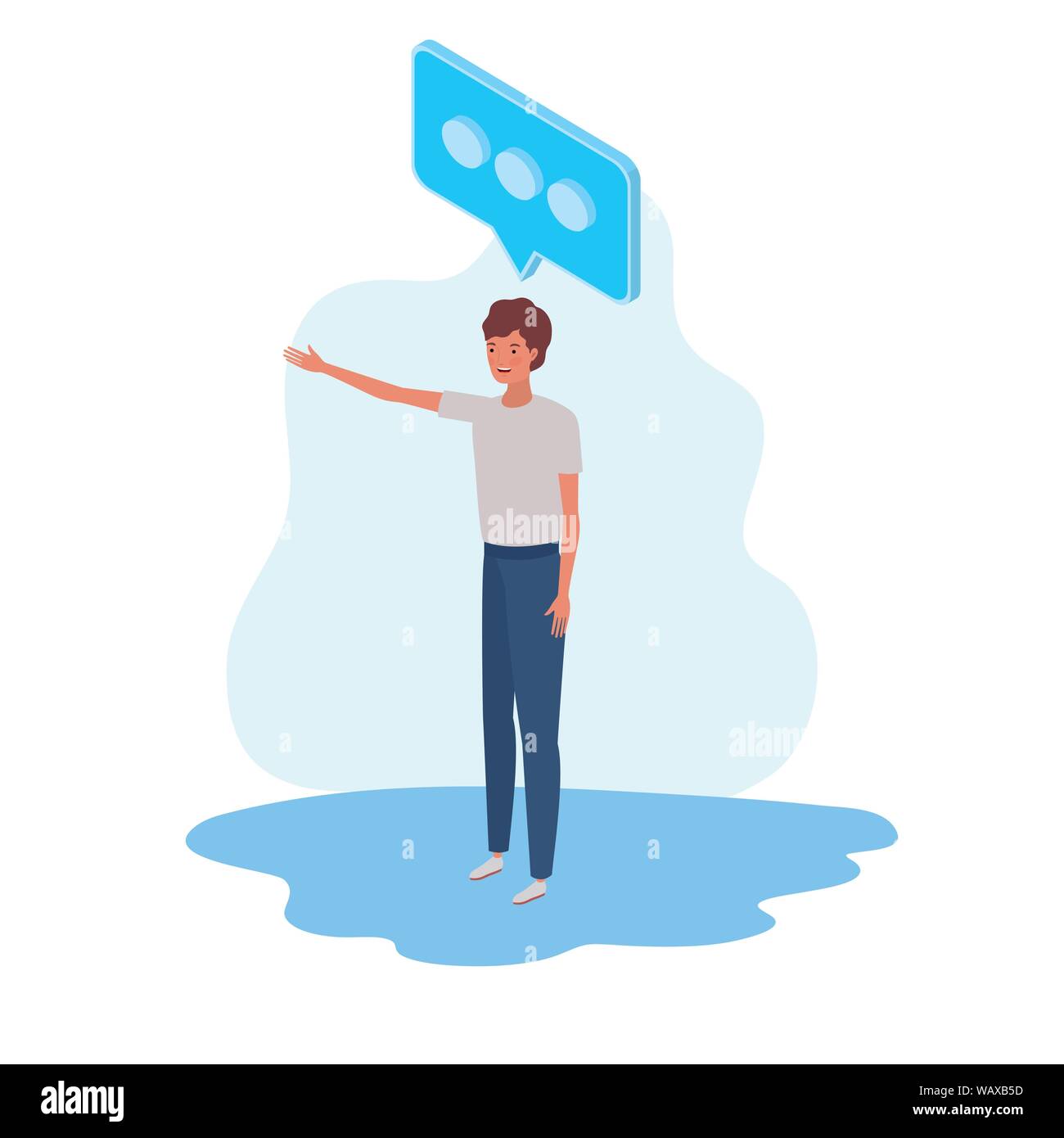 man standing with speech bubble on white background Stock Vector Image ...