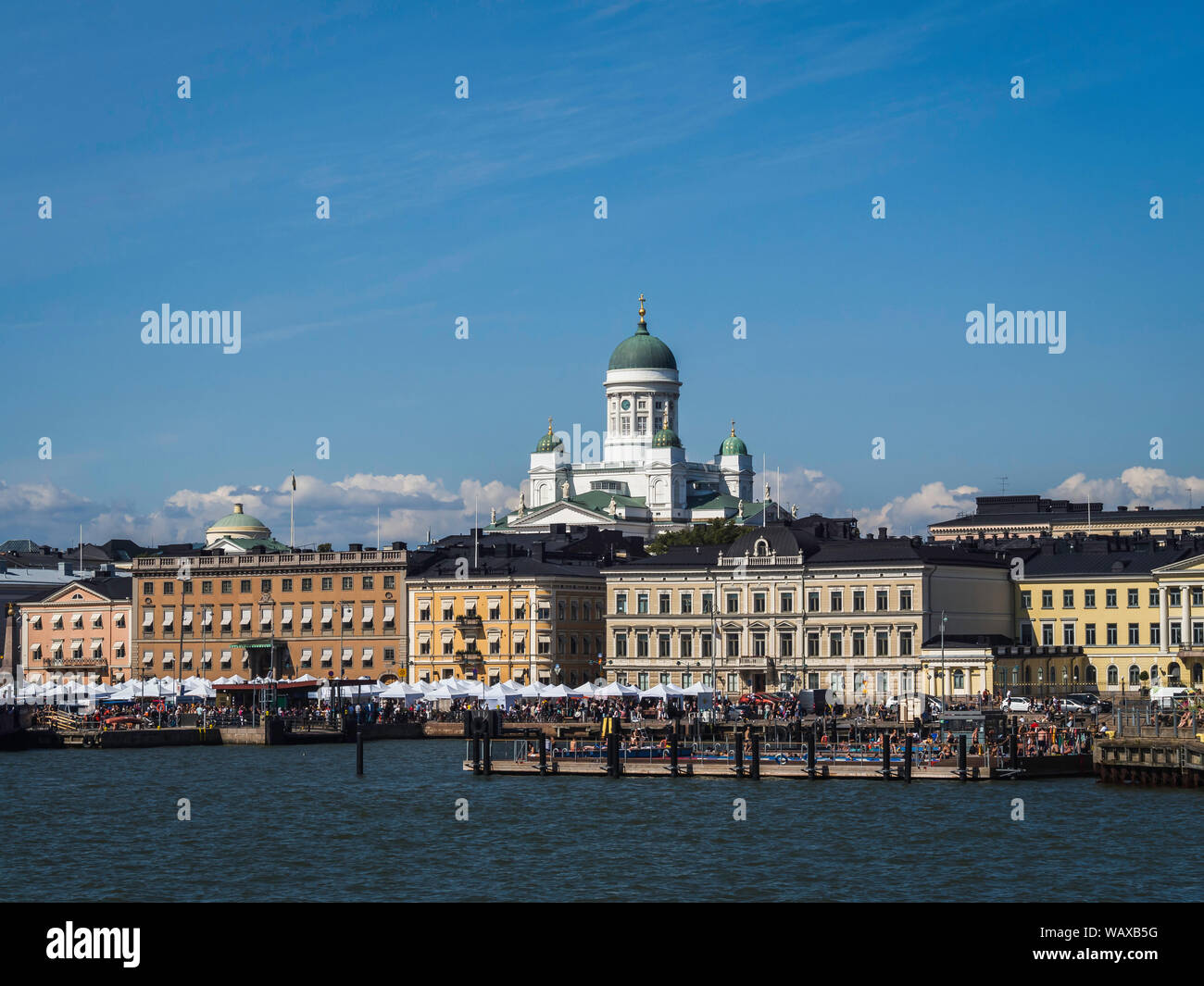 Beautiful skyline of Helsinki city center featuring Helsiki cathedral ...