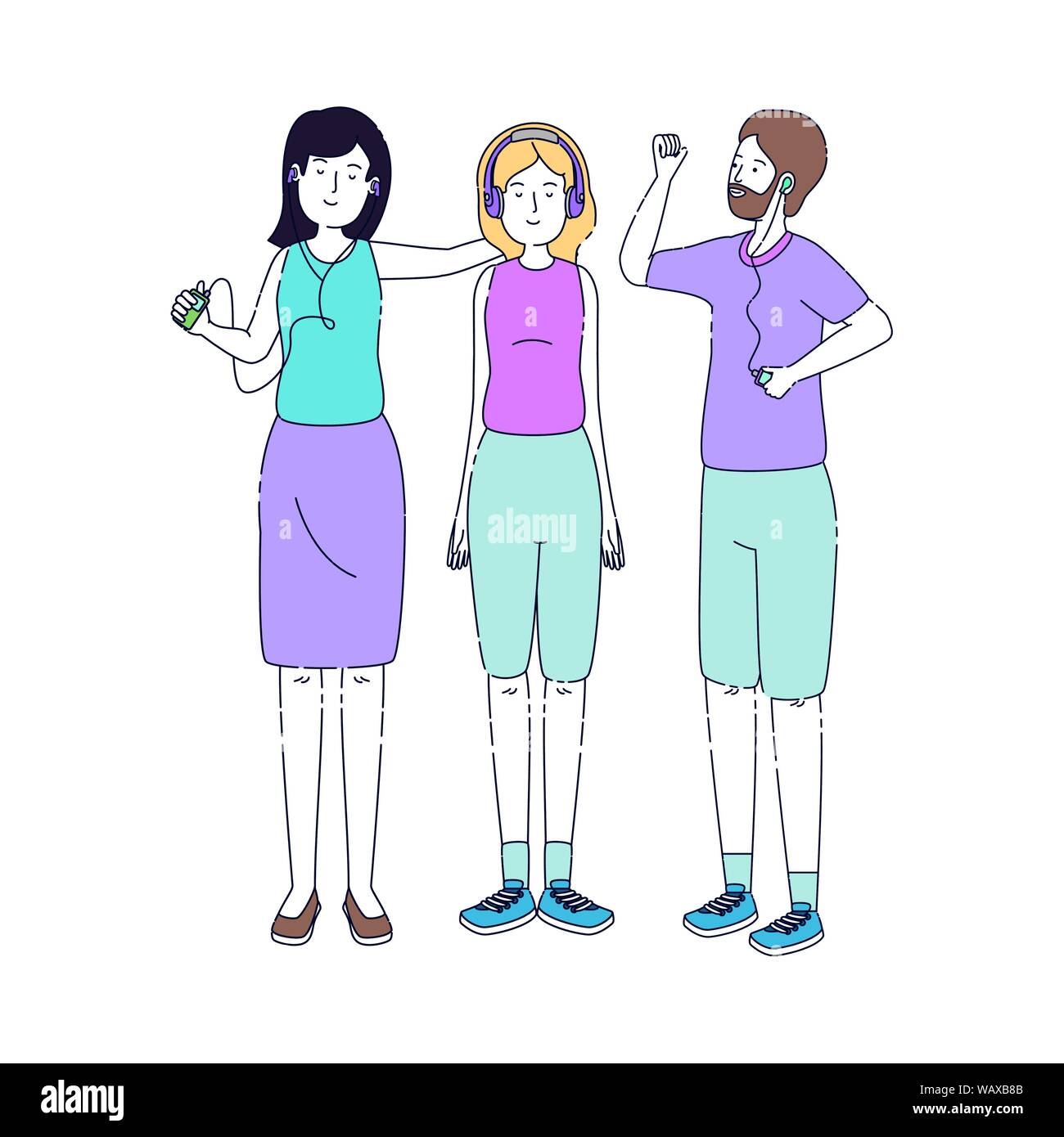 group of people listen music with player Stock Vector Image & Art - Alamy