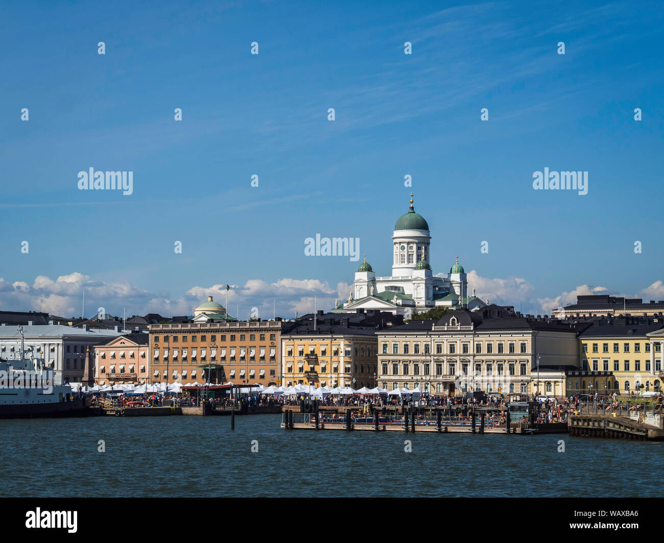 Beautiful skyline of Helsinki city center featuring Helsiki cathedral ...