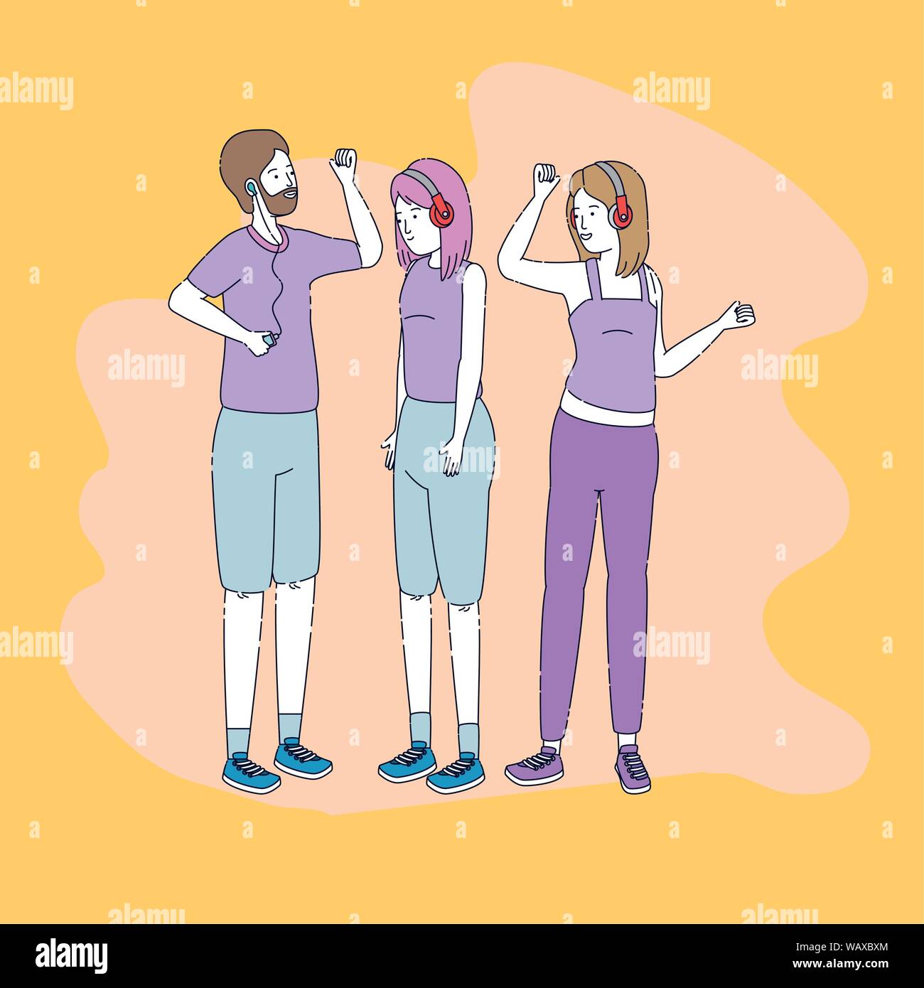 group of people listen music with player Stock Vector Image & Art - Alamy