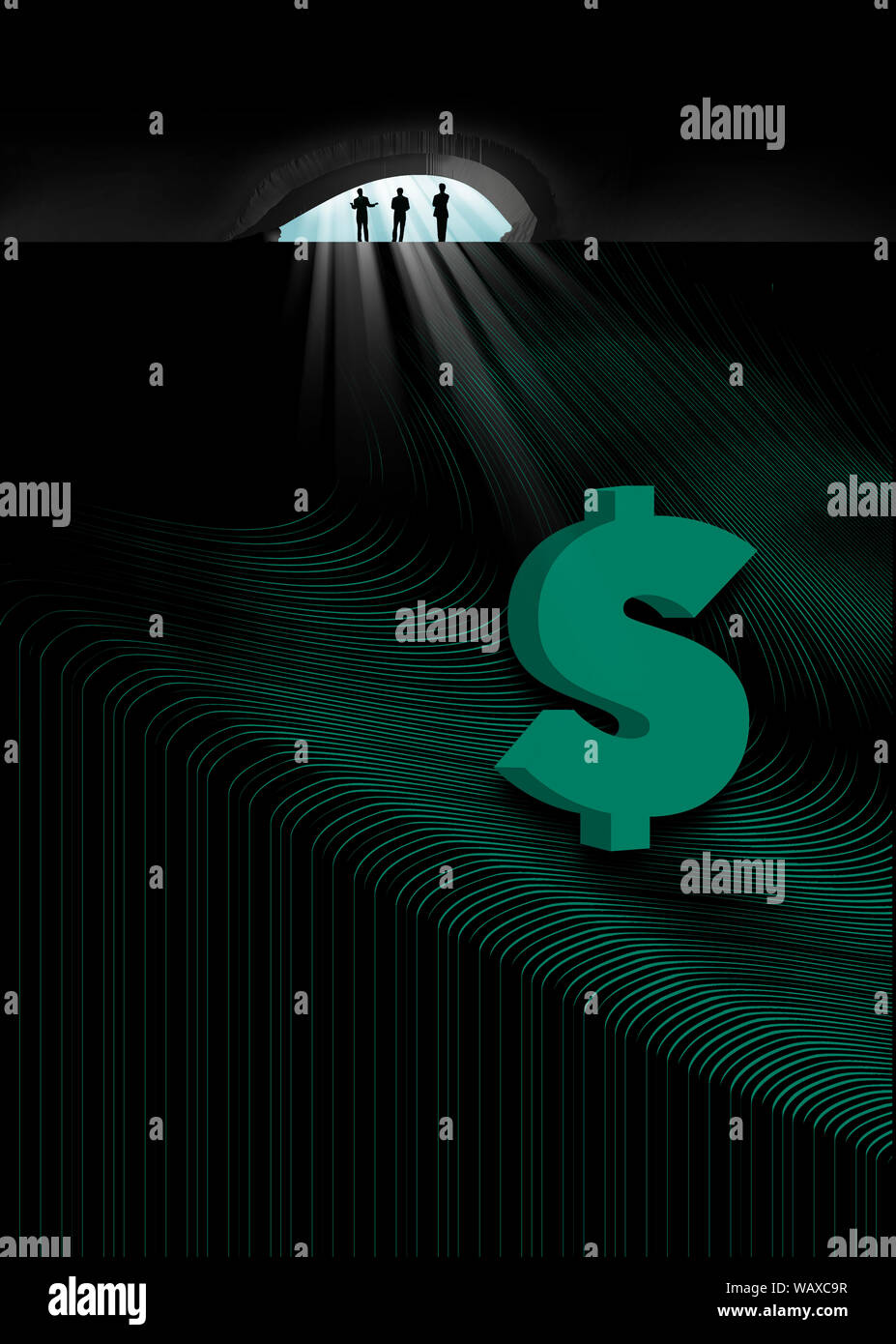 Money hidden away for safe keeping is seen in this underground view ...