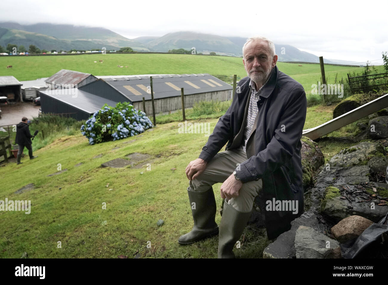 Labour Leader Jeremy Corbyn during a visit to Rakefoot Farm, Castlerigg ...