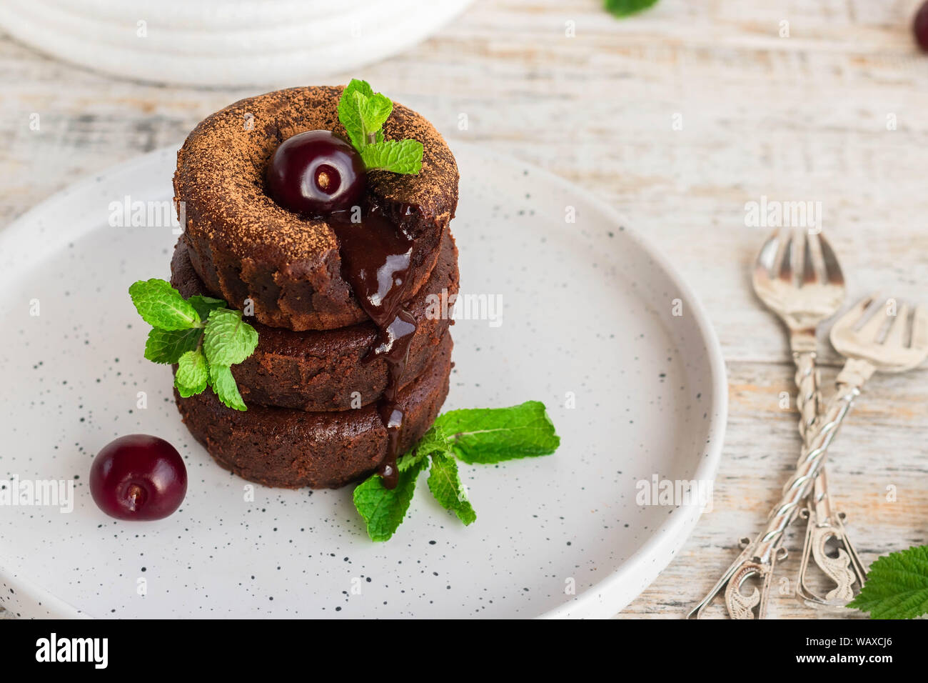 Chocolate fondant - a traditional french chocolate cake with liquid ...