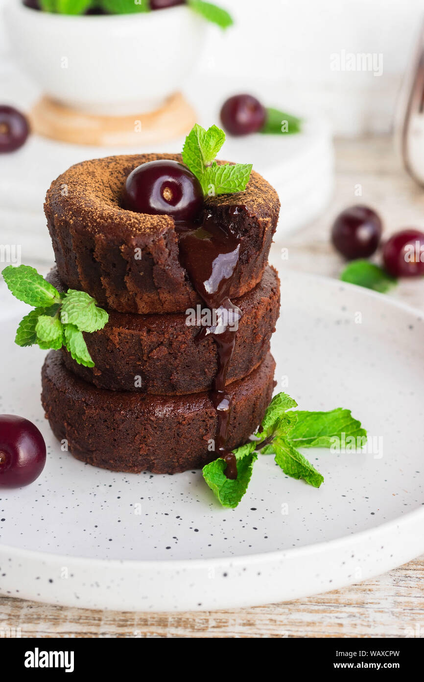 Chocolate fondant - a traditional french chocolate cake with liquid ...