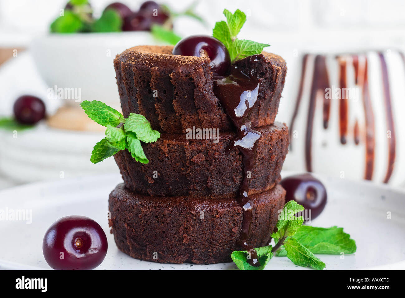 Chocolate fondant - a traditional french chocolate cake with liquid ...
