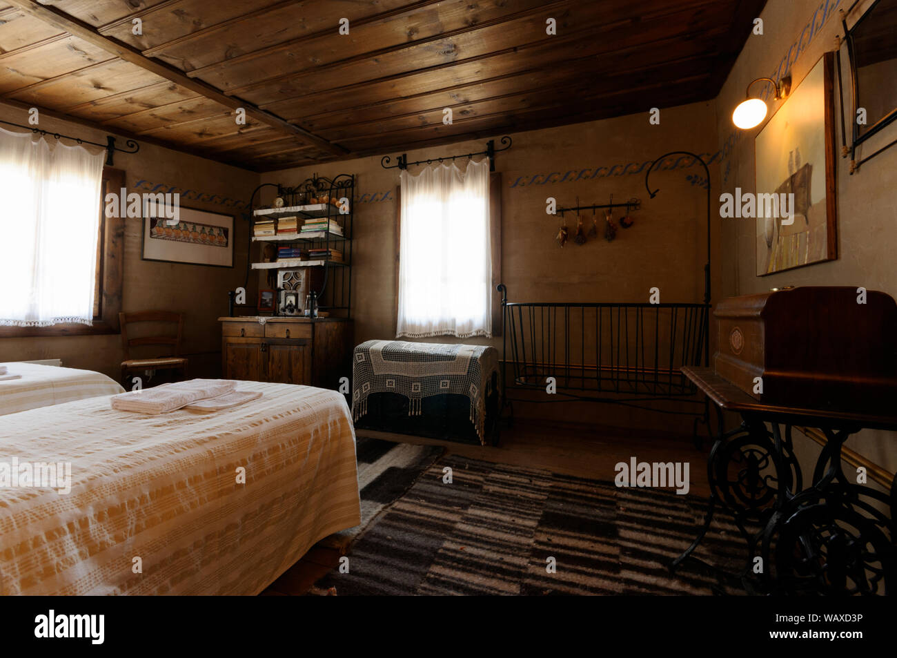 Old unique 18th century bedroom interior of traditional Bulgarian ...