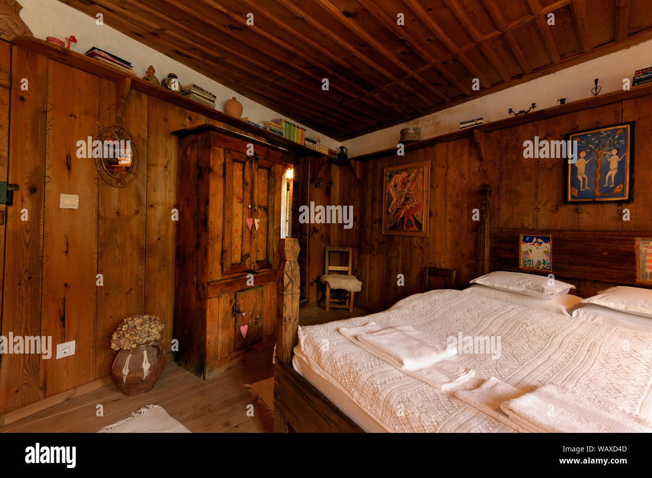 Old unique 18th century bedroom interior of traditional Bulgarian ...