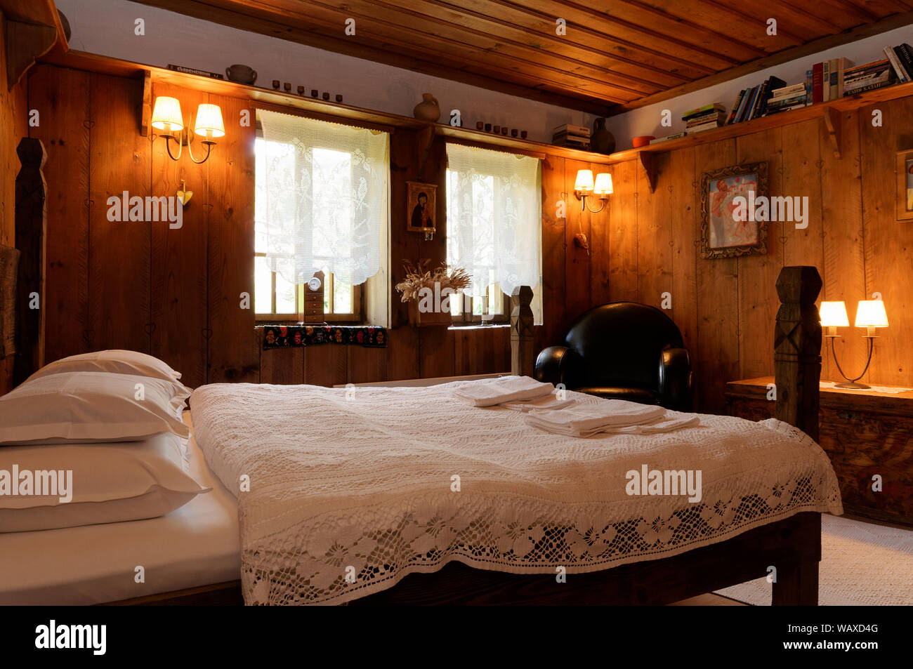 Old unique 18th century bedroom interior of traditional Bulgarian ...