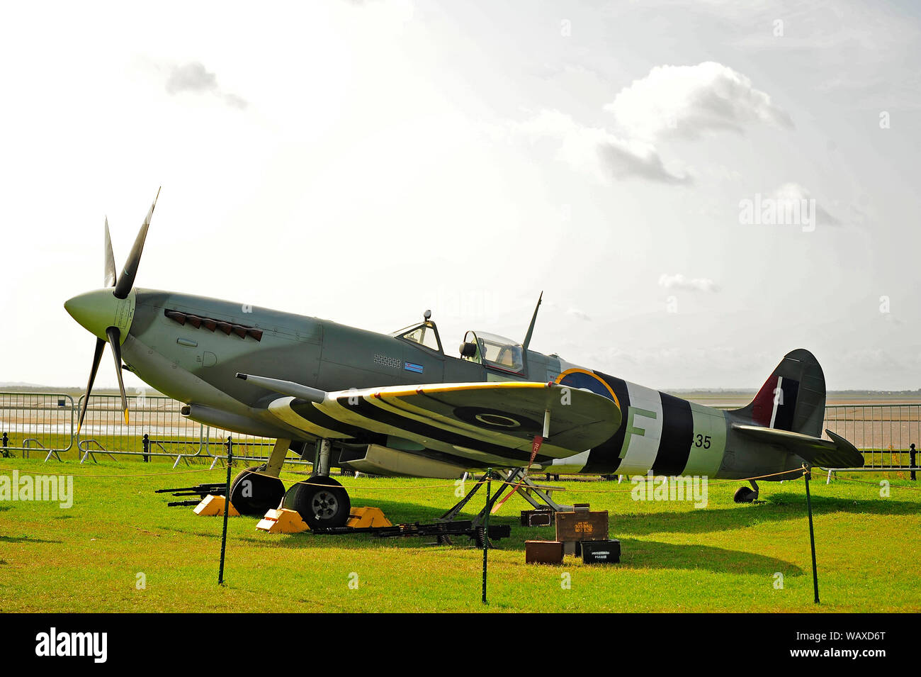 1940s wartime weekend,Lytham,Lancashire,UK, Replica Spitfire fighter on ...