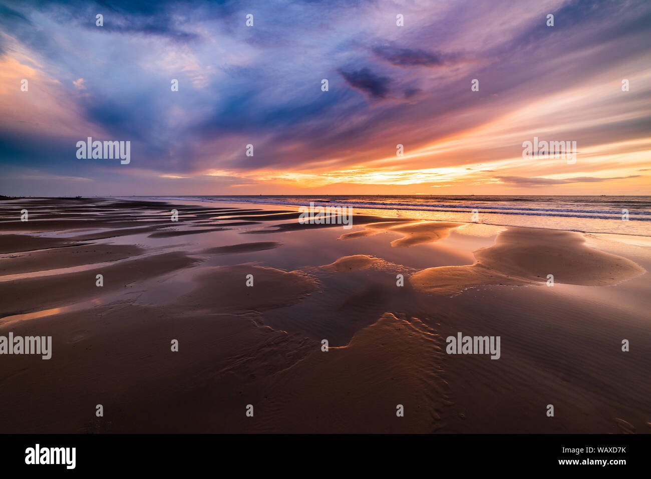 Beautiful golden sunset over the beach Stock Photo - Alamy