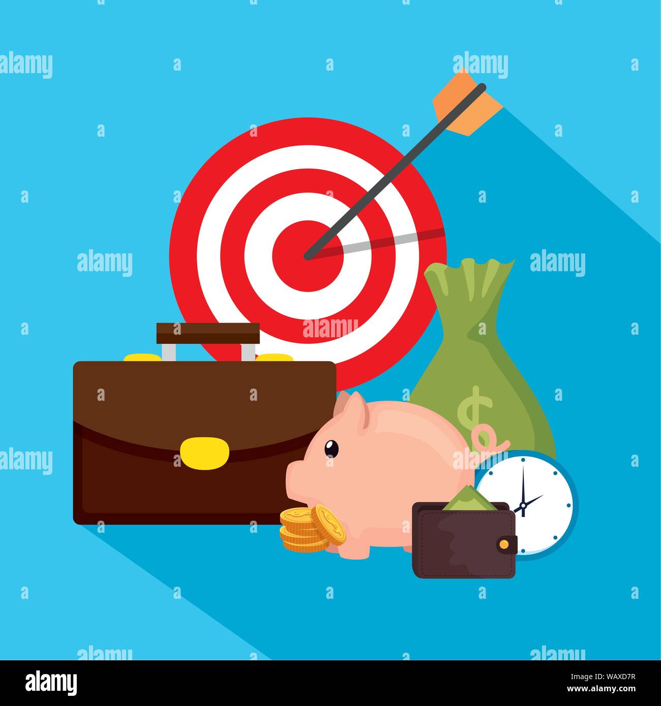 target with arrow and bag money with wallet Stock Vector Image & Art ...