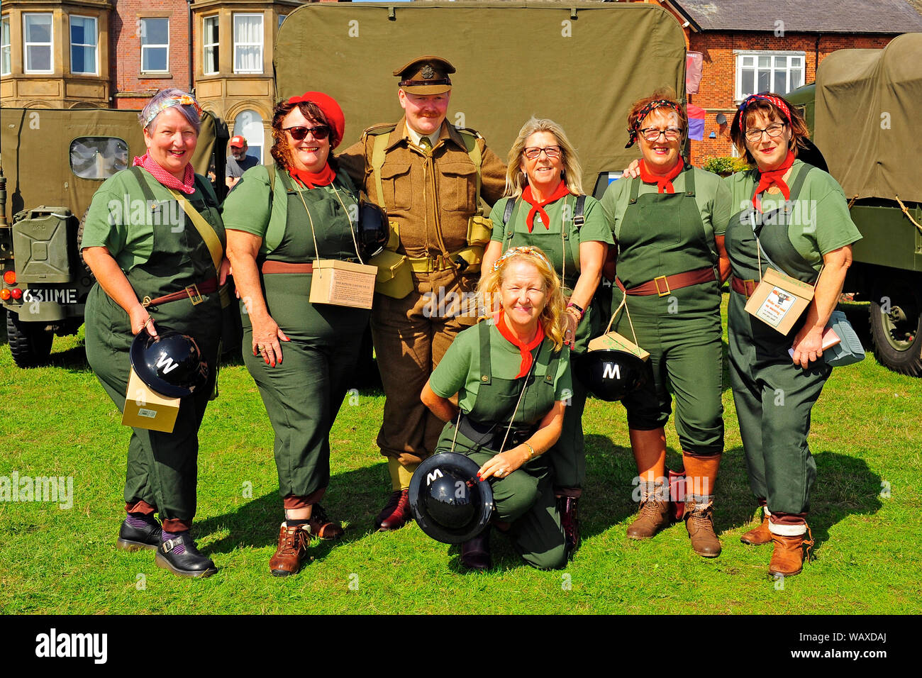 1940s wartime festival weekend at Lytham,Lancashire,UK. Land girls on ...