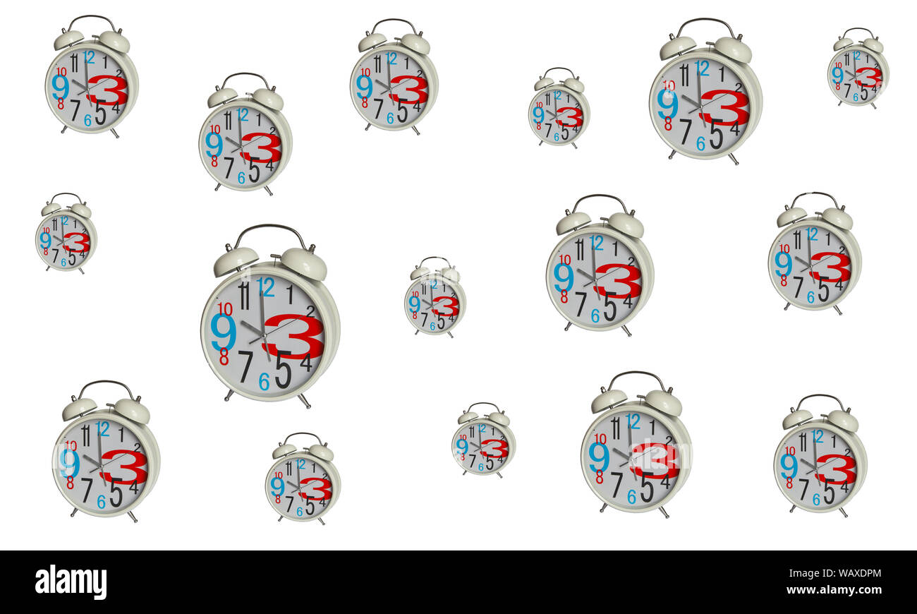 White alarm clock with big hour numbers wallpaper Stock Photo - Alamy