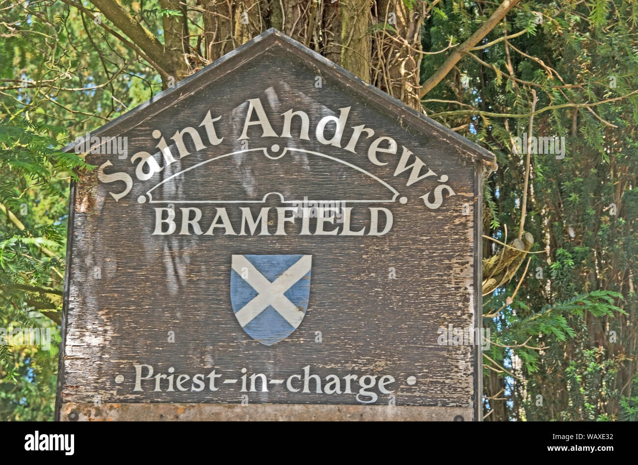 Bramfield Village Suffolk Saint Andrews Church Board Sign Stock Photo ...