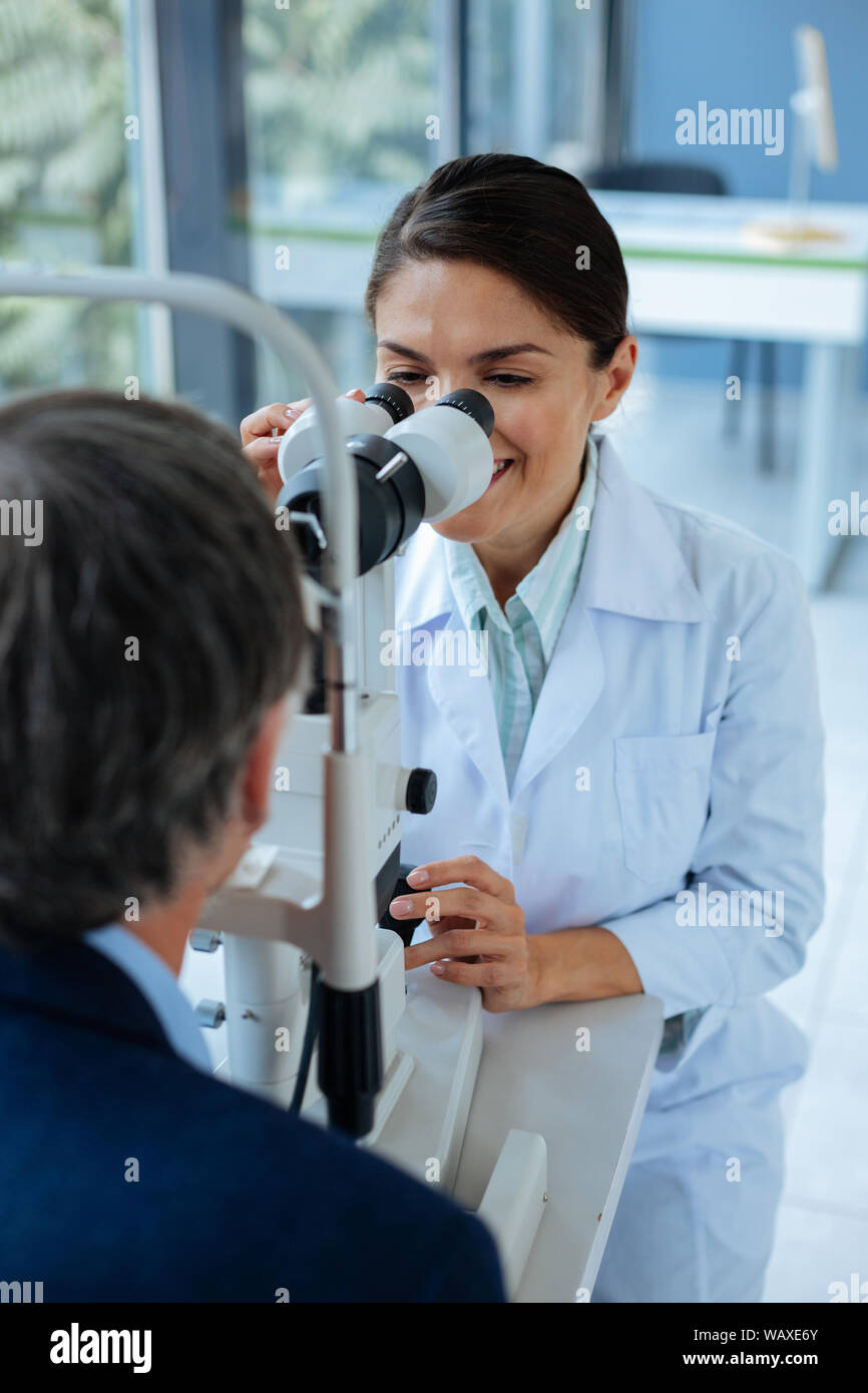 Top view of a positive female doctor working Stock Photo - Alamy