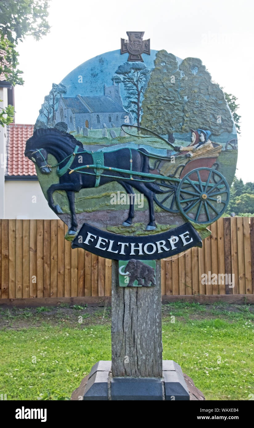 Felthorpe Villager Sign Norfolk Stock Photo - Alamy