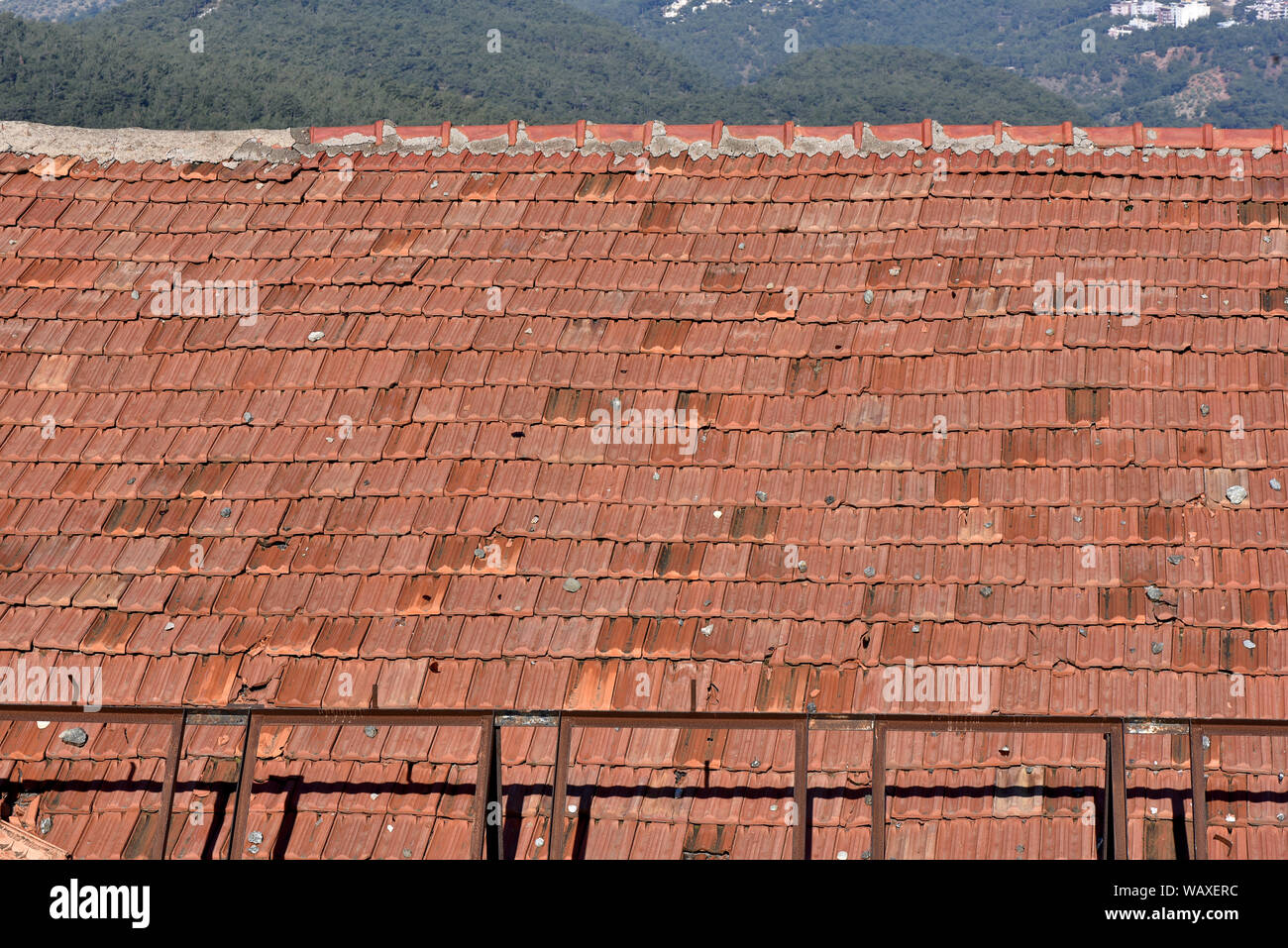Pattern of the old tiles roof of house, Texture background Stock Photo ...