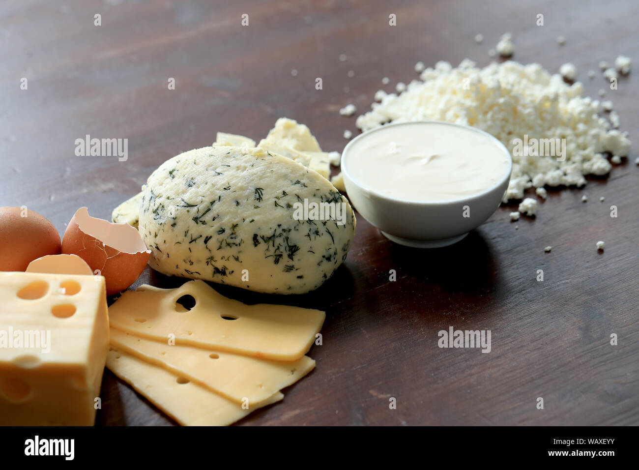 Dairy products on the table Stock Photo - Alamy