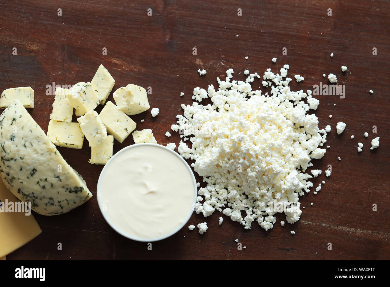Dairy products on the table Stock Photo - Alamy