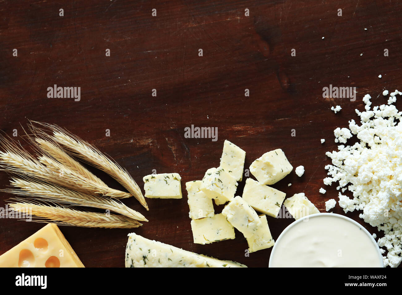 Dairy products on the table Stock Photo - Alamy