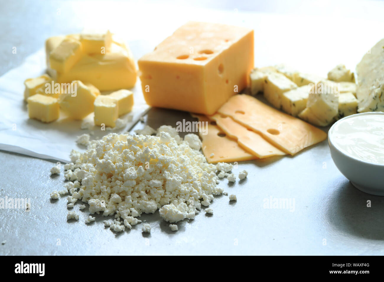 Dairy products on the table Stock Photo - Alamy