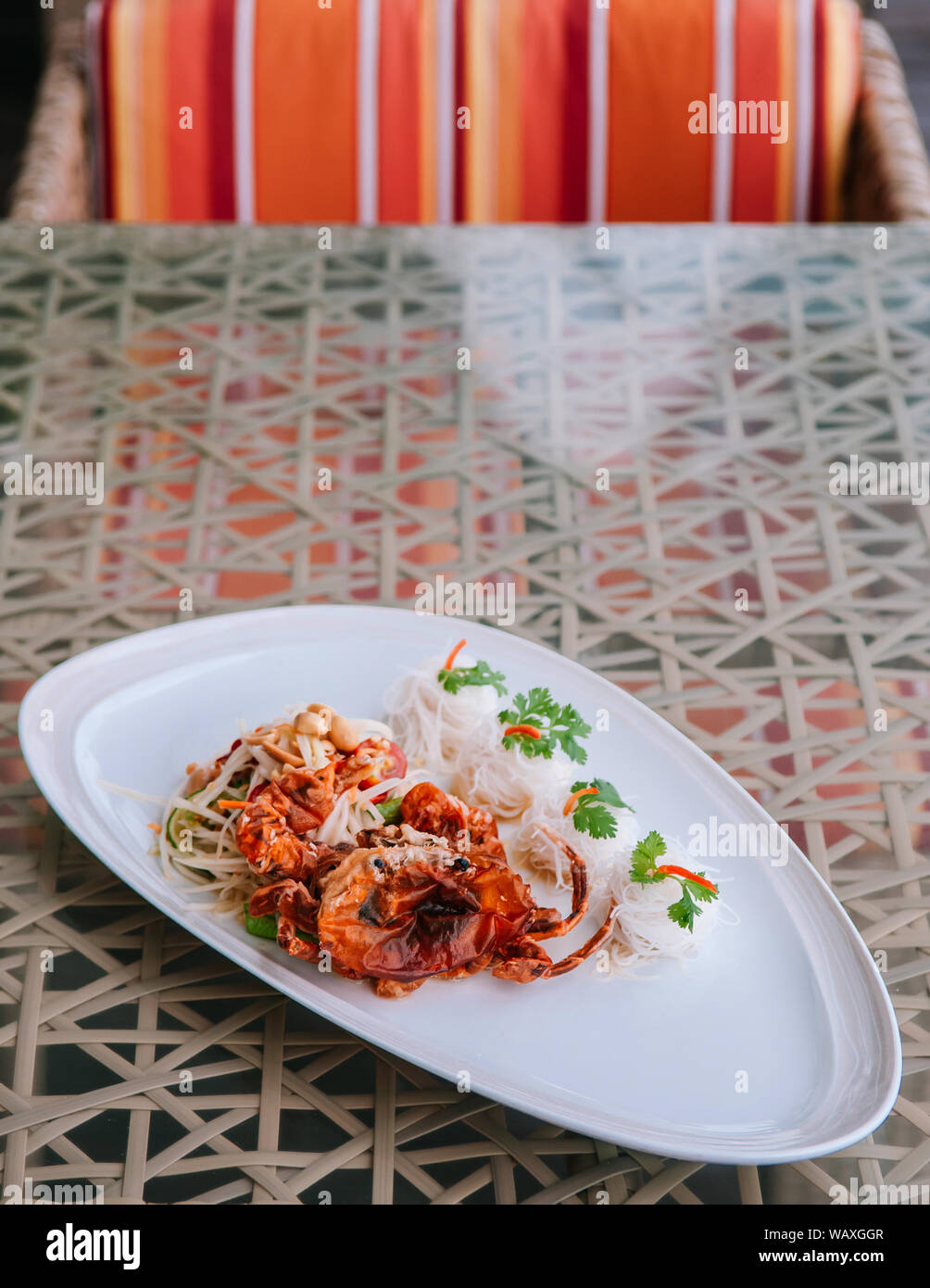Som Tum - Thai spicy papaya salad with deep fried soft shell crab and ...