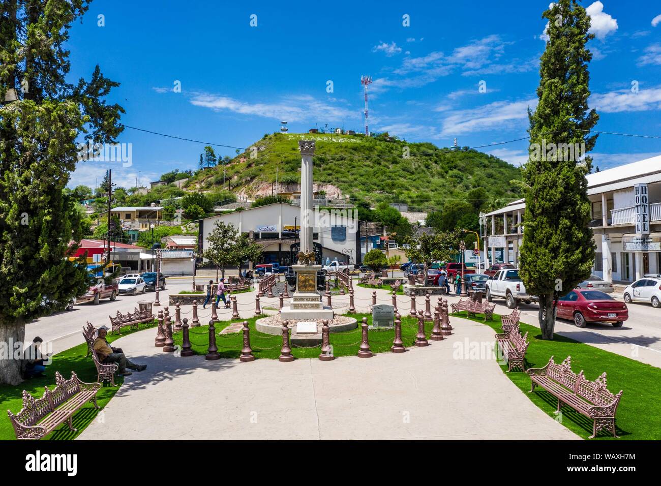 rial view of the town or city Nacozari de García, Sonora, Mexico. It is ...