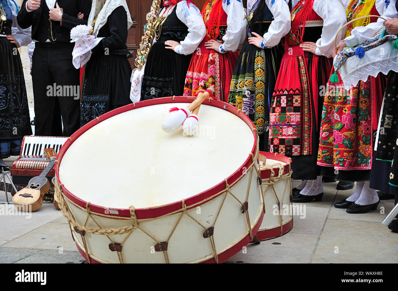 Portuguese folklore group posing with their musical instruments Stock ...