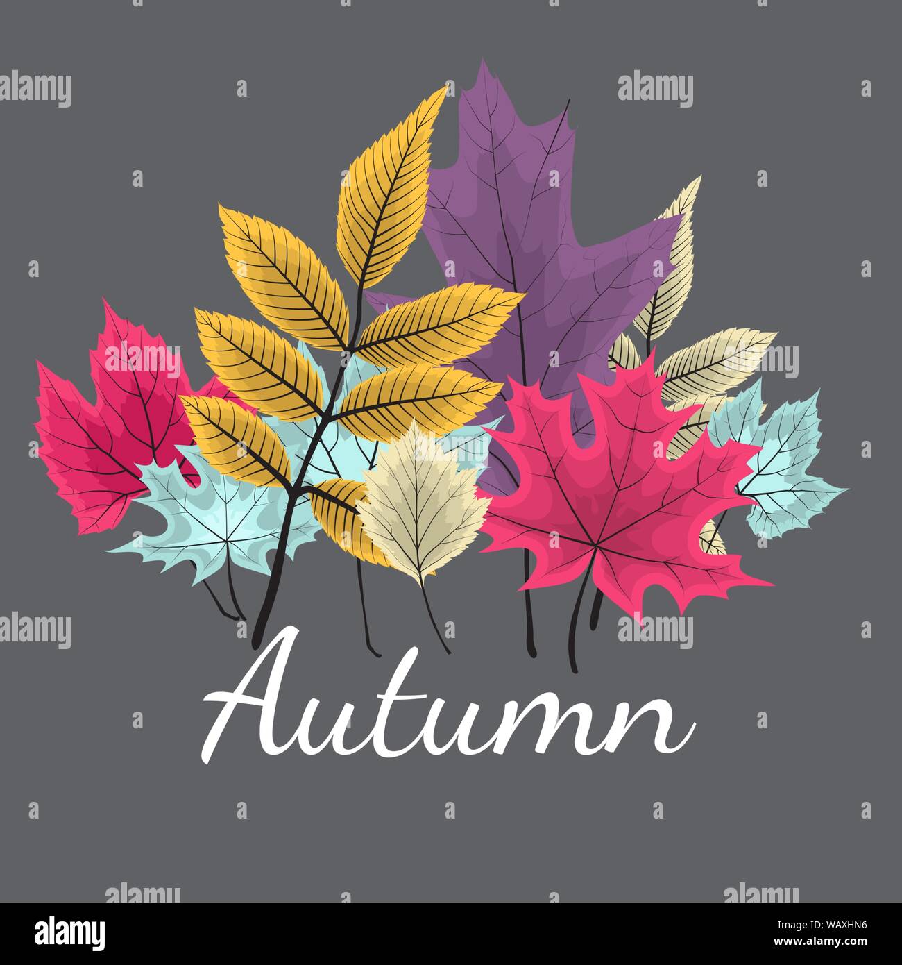 Abstract Vector Illustration Background with Falling Autumn Leaves ...