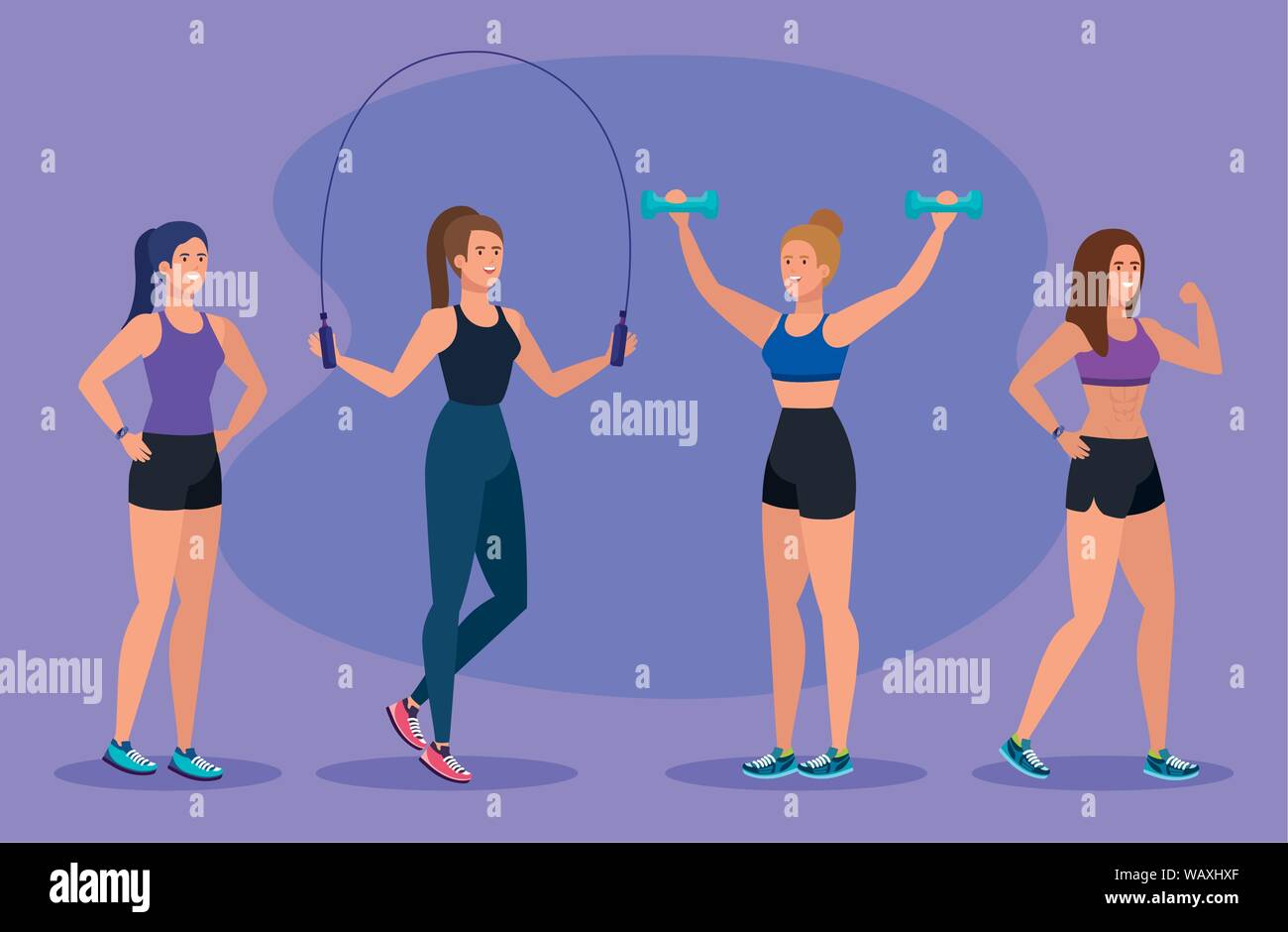 set of fitness women to healthy activity balance Stock Vector Image ...