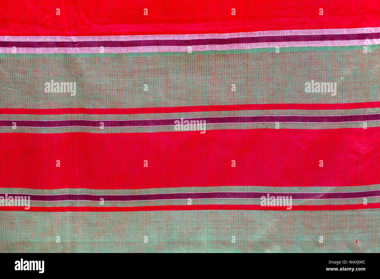 Green, red and white strip cotton Gamcha(Bath towel) Fabrics Close-up ...